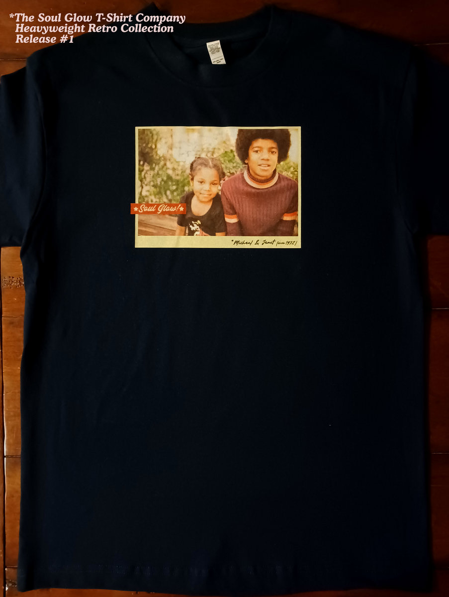 SOUL GLOW "Michael & Janet" unisex tee/sticker/button set (Dark Navy) 2XL | the Dynamite Dave Soul