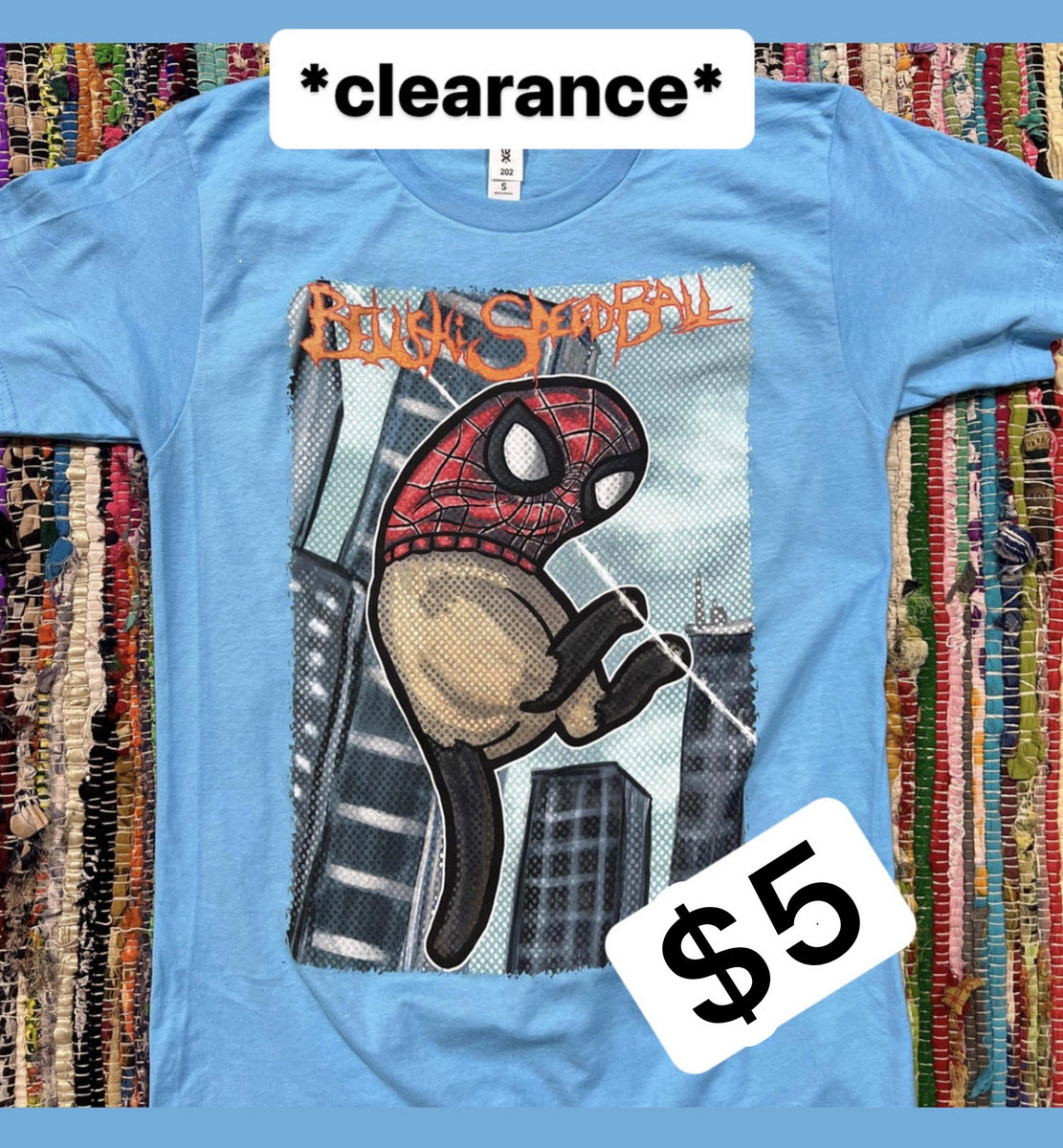 *Clearance* Spoodercat T-shirt Limited Edition Blue | Belushi Speed Ball