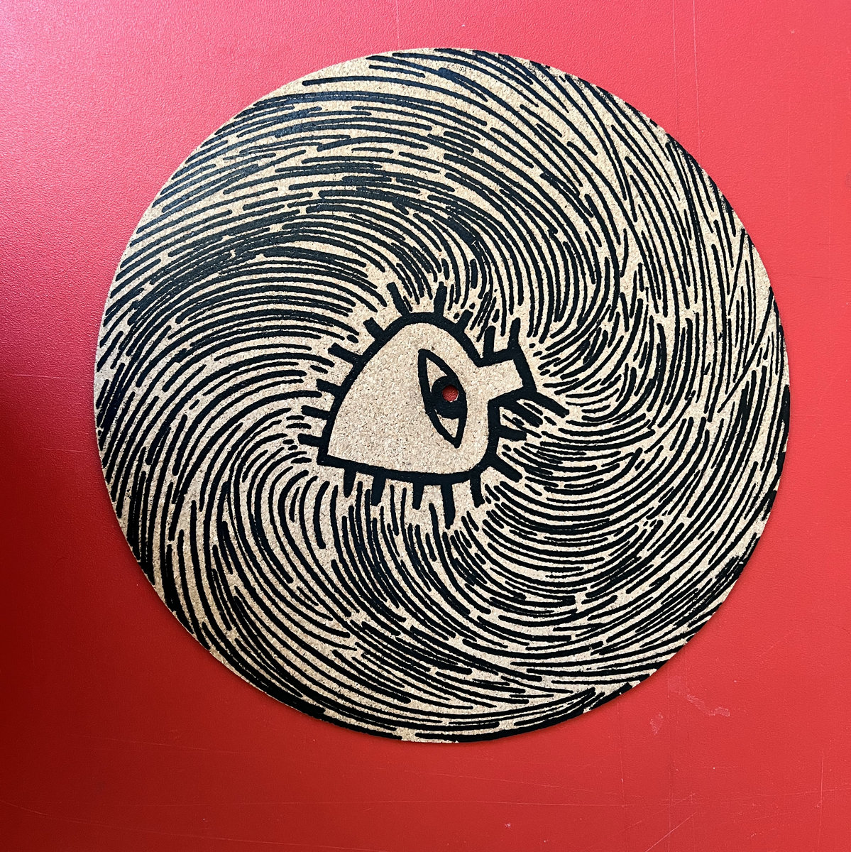 Screenprinted Cork Turntable Mat w/ Spiralling Luaka Logo | Luaka Bop