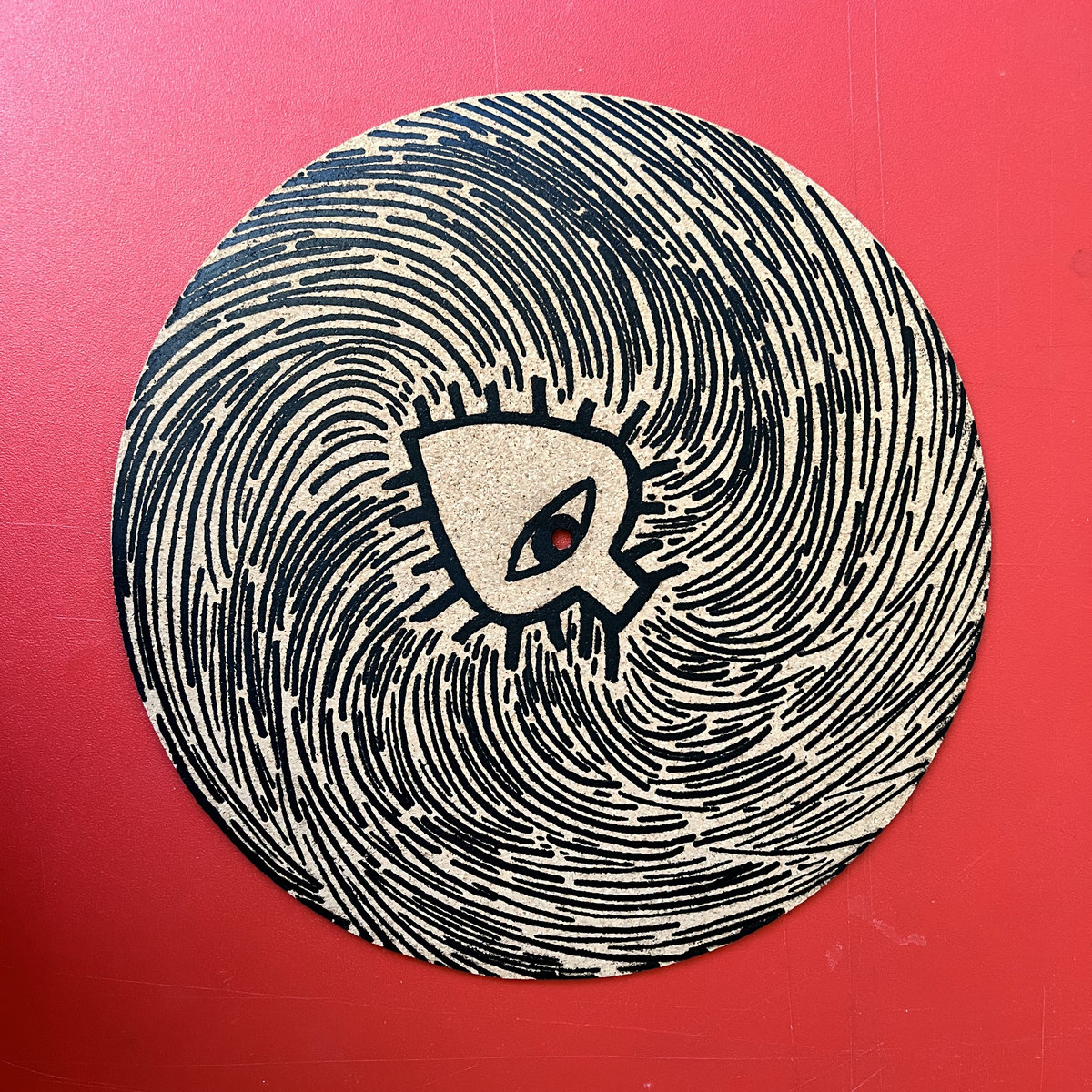 Screenprinted Cork Turntable Mat w/ Spiralling Luaka Logo | Luaka Bop