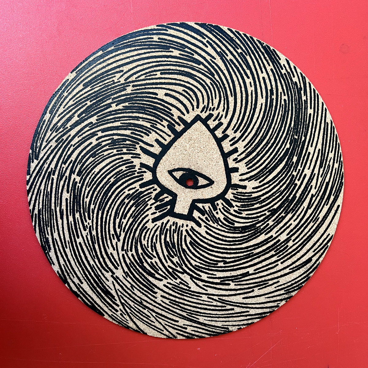 Screenprinted Cork Turntable Mat w/ Spiralling Luaka Logo | Luaka Bop
