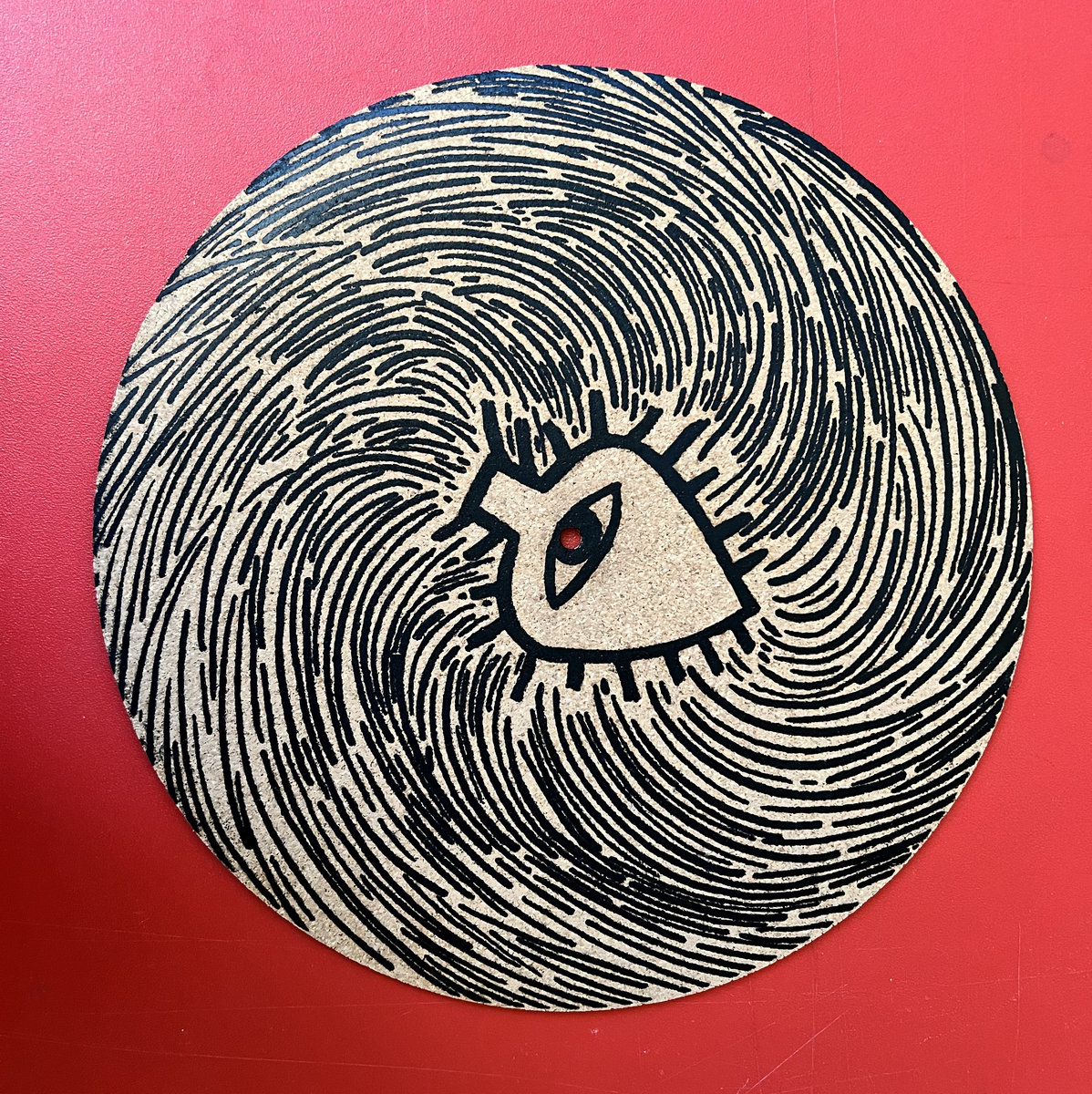 Screenprinted Cork Turntable Mat w/ Spiralling Luaka Logo | Luaka Bop
