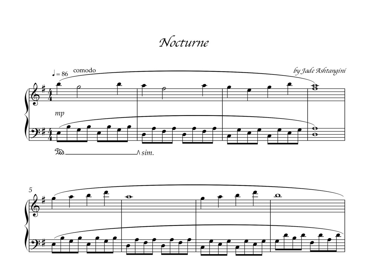 Sheet Music - Digital (PDF) - Nocturne | Jade Ashtangini
