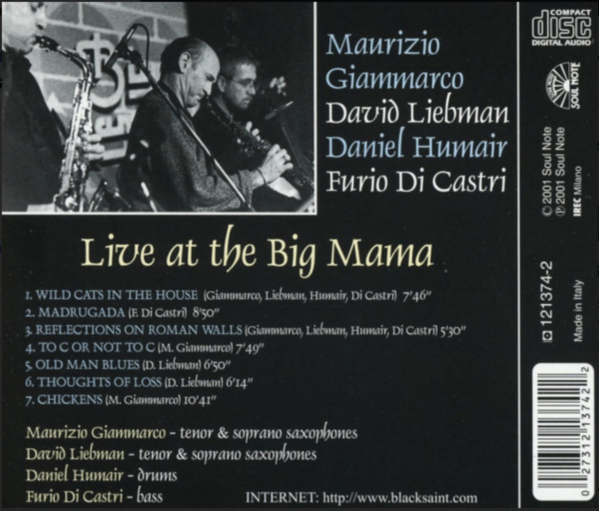 Live At The Big Mama | Maurizio Giammarco, Daniel Humair, David Liebman ...