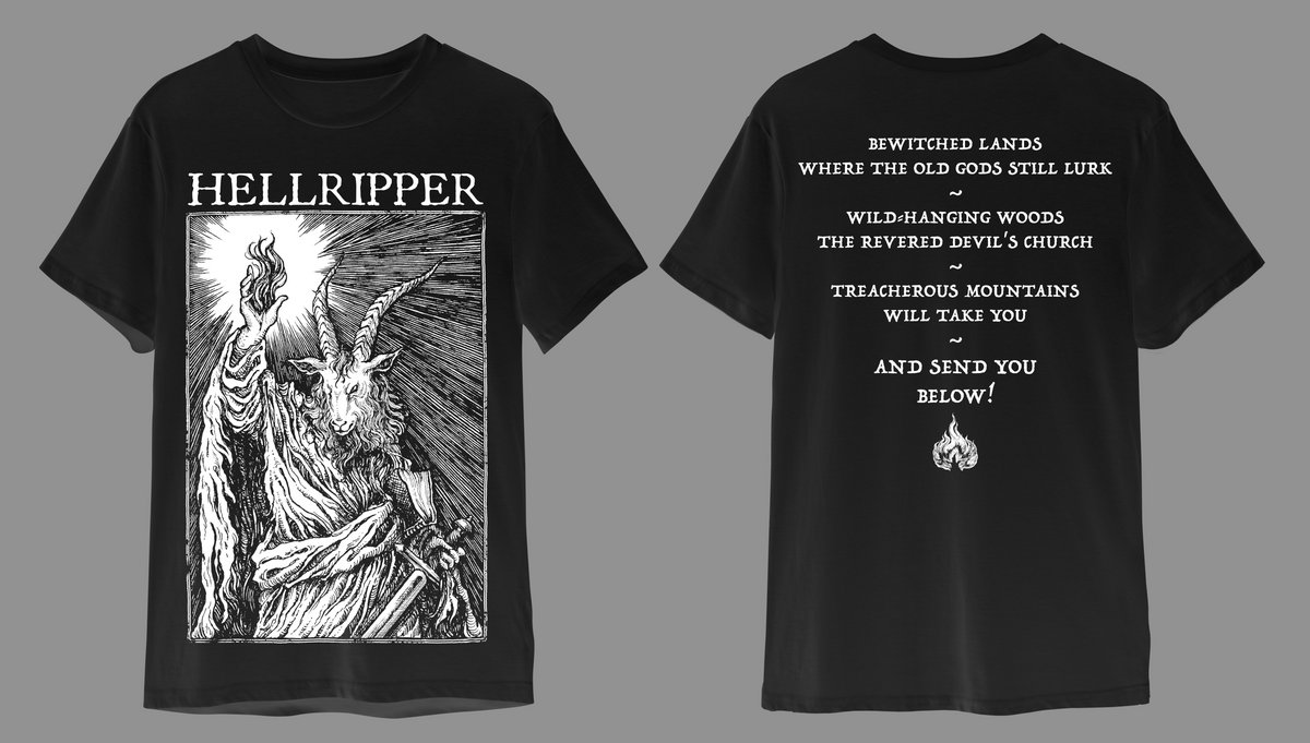 'Prophet of the Black Flame' Black T-Shirt (Size 2XL - 4XL) | Hellripper