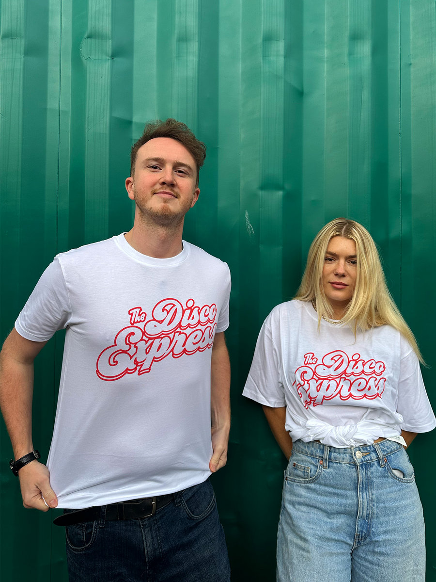 The Disco Express Classic Label Tee - Red On White | The Disco Express