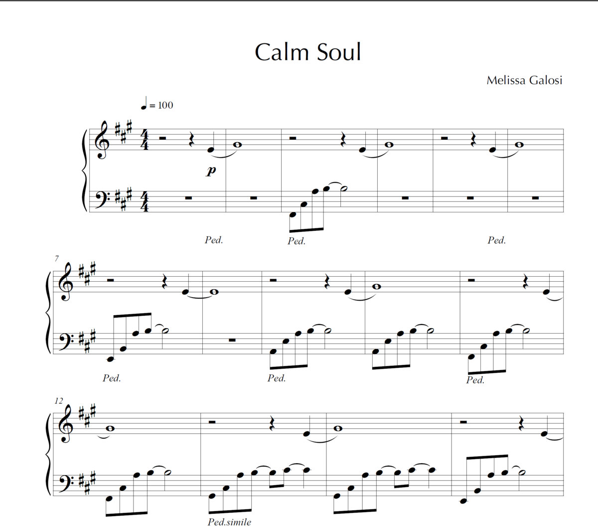 Calm Soul - Piano Sheet Music | Melissa Galosi