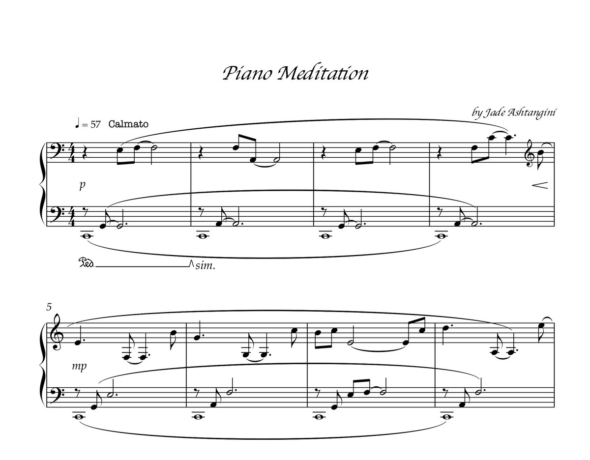 Sheet Music - Digital (PDF) - Piano Meditation | Jade Ashtangini