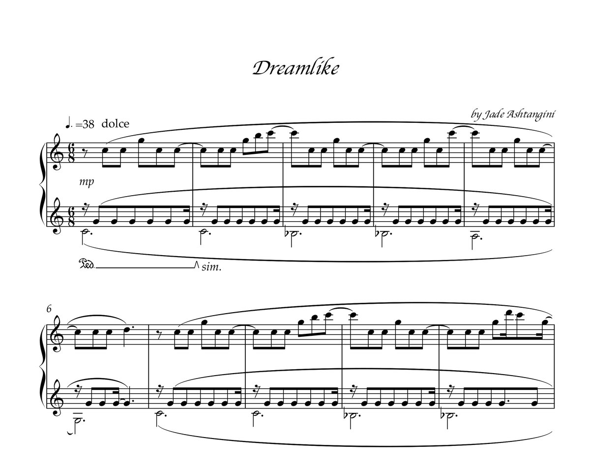 Sheet Music - Digital (PDF) - Dreamlike | Jade Ashtangini