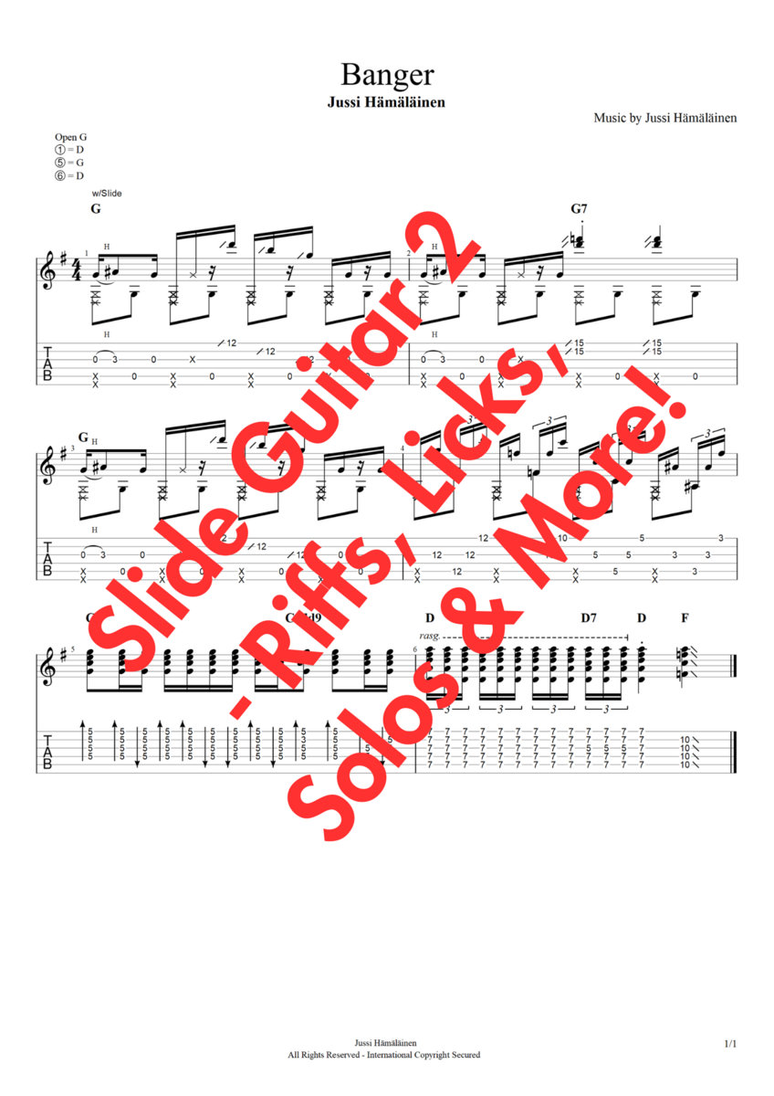 Slide Guitar 2 - Riffs, Licks, Solos & More! - Sheet music/Tab Booklet ...