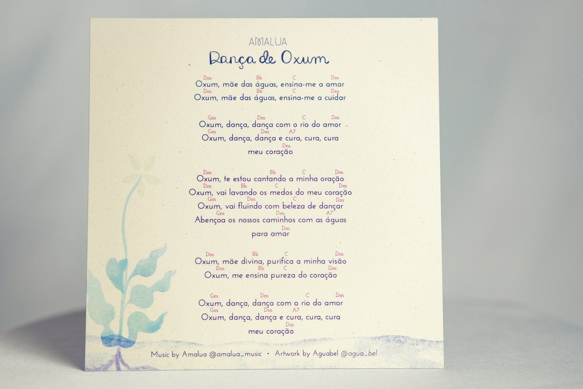 postcard with song, lyrics and chords | Amalua