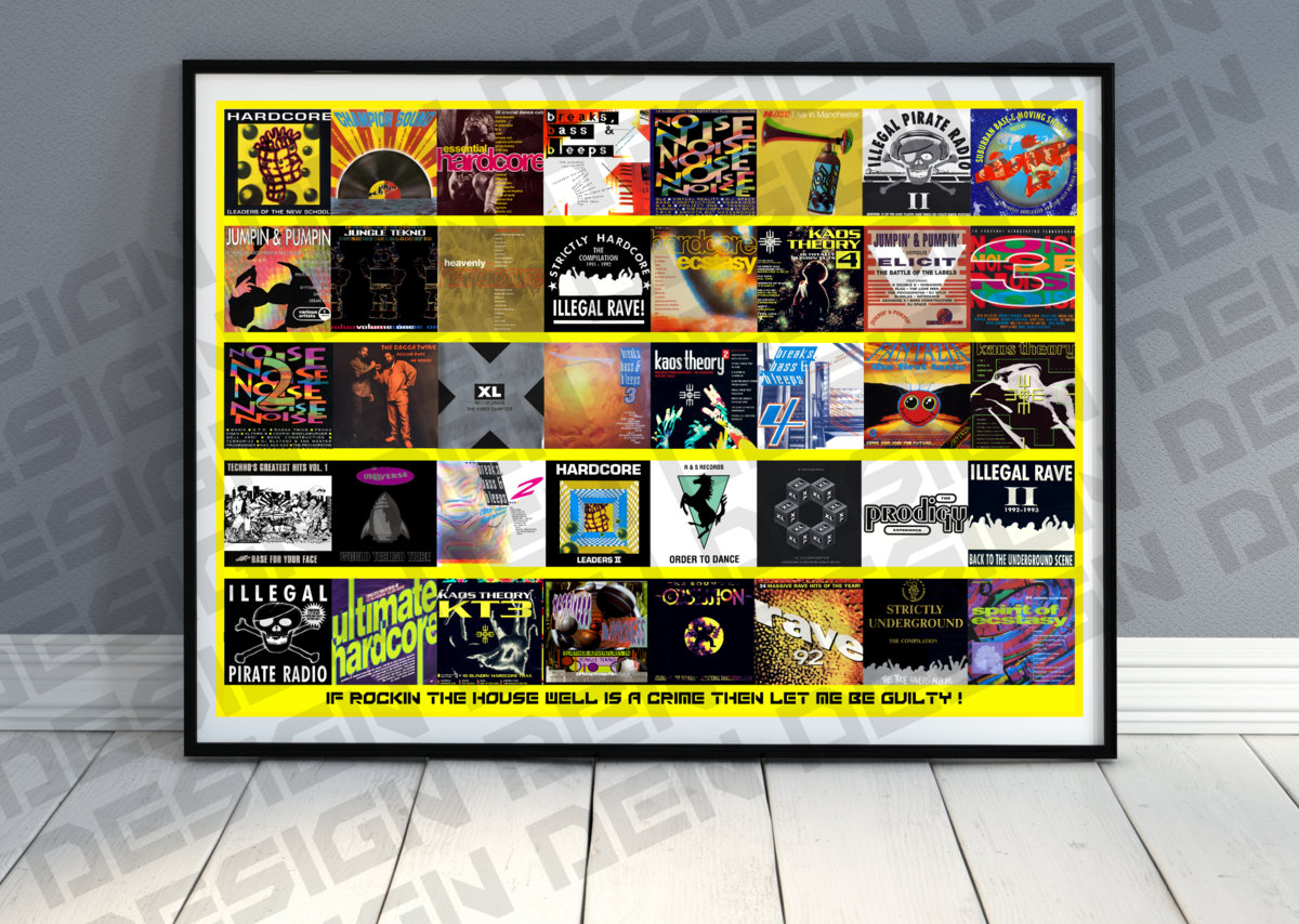 Rave Poster Oldskool 1990 - 1993 Compilation Album A2 Wall Art ! | Boizo