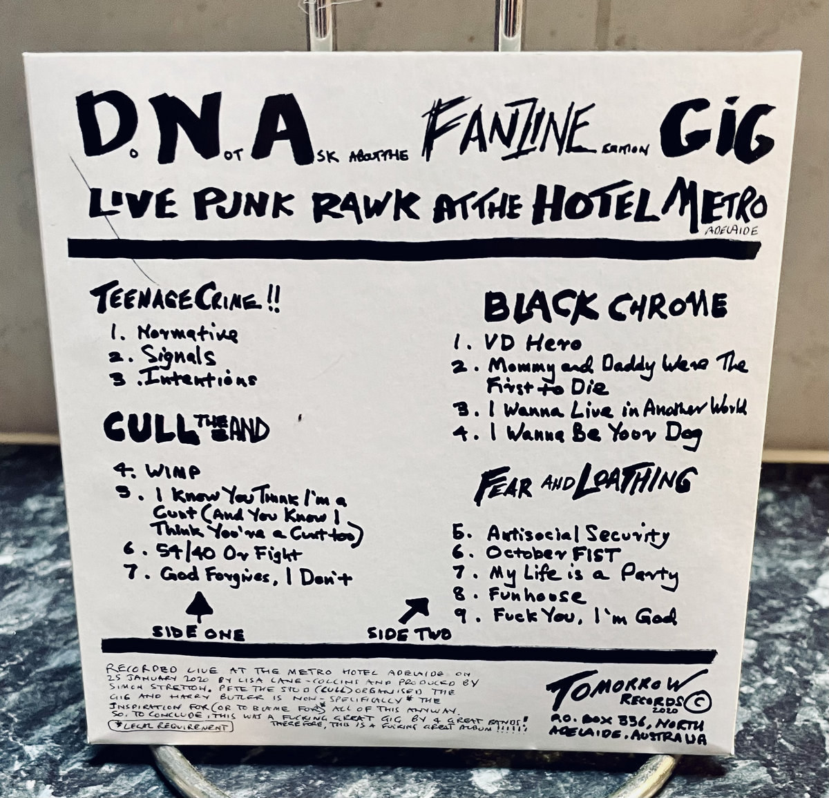 DNA Fanzine LIVE at the Hotel Metro 4-Way split - 12" Vinyl LP | Cull ...