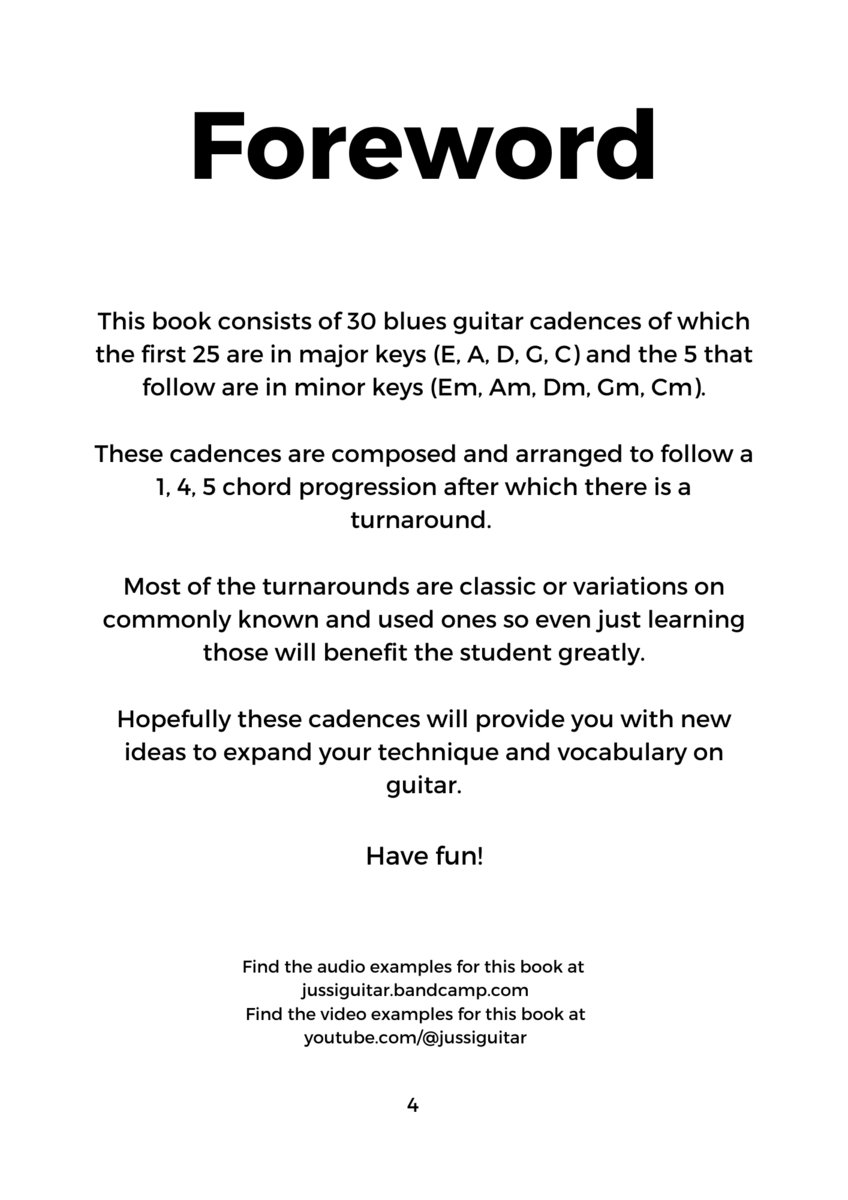 Blues Guitar Cadences - Sheet Music/Tablature Book (Printed) | Jussi ...