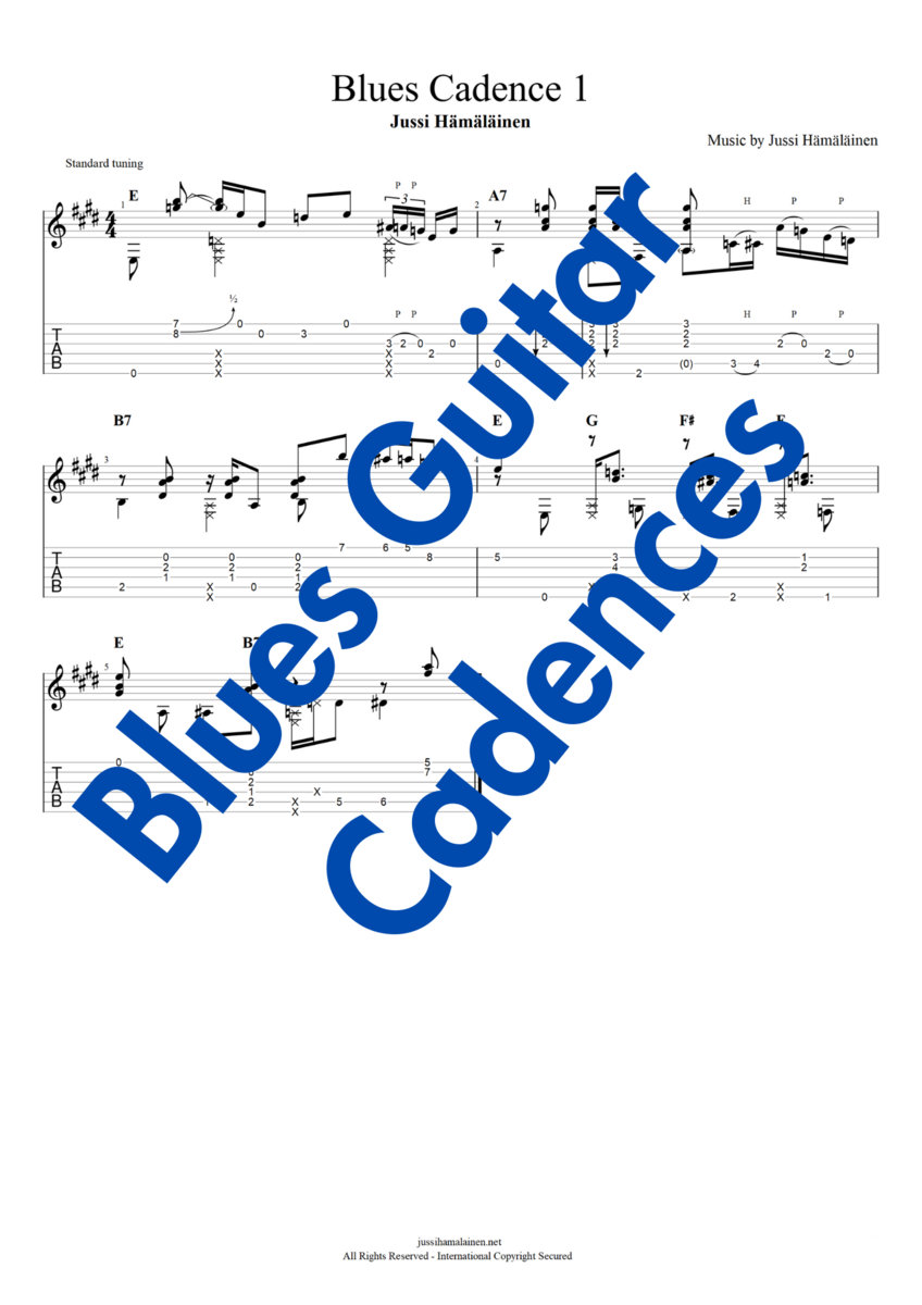 Blues Guitar Cadences - Sheet Music/Tablature Book (Printed) | Jussi ...