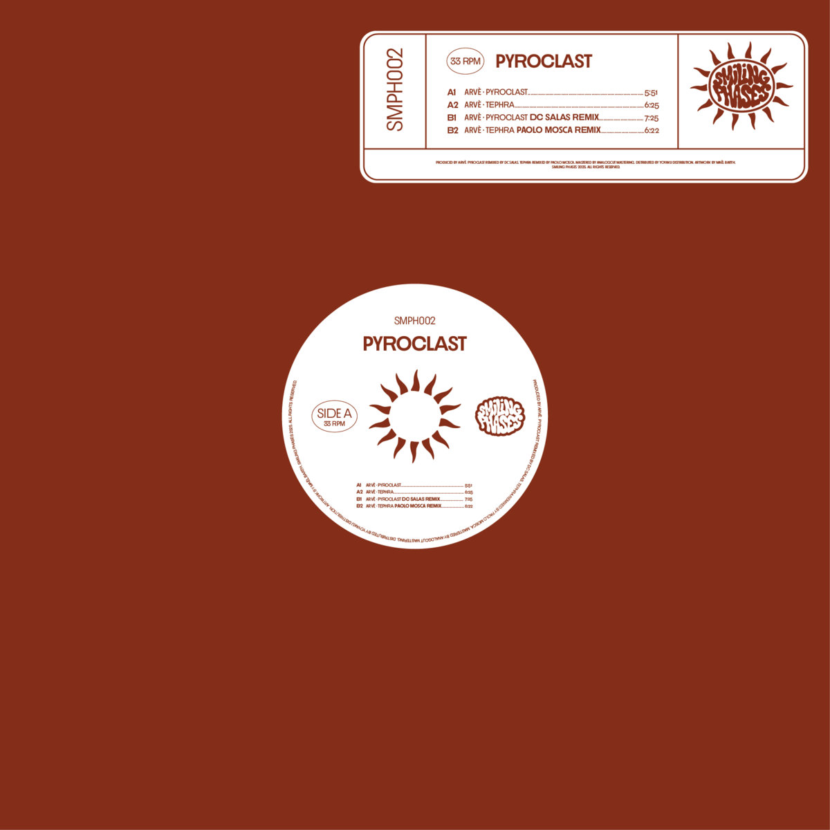 [SMPH002] Arvè - Pyroclast EP (Incl. DC Salas & Paolo Mosca Remixes) | Arvè | Smiling Phases