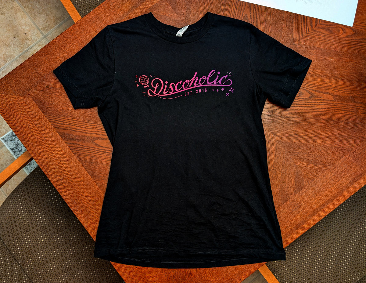 🟣 Purple Logo Black Tee | Discoholic