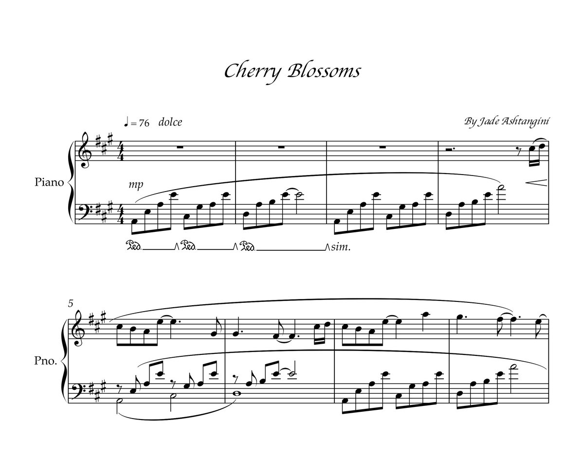Sheet music - Digital (PDF) - Cherry Blossoms | Jade Ashtangini