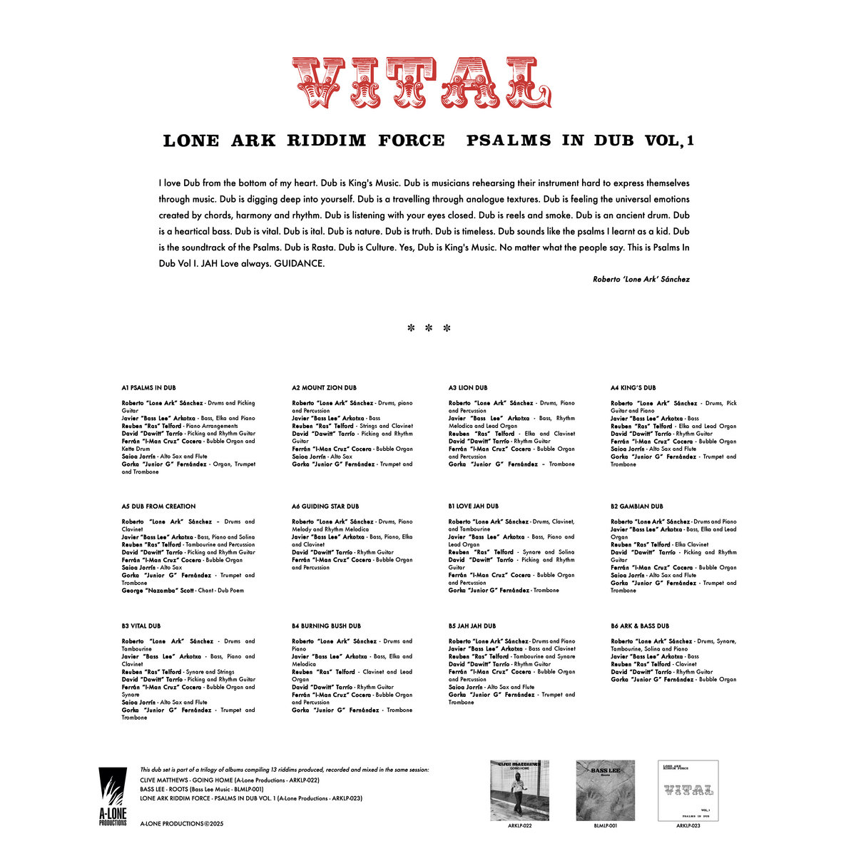 Psalms in Dub Vol. I | Lone Ark Riddim Force | Bass Lee Music