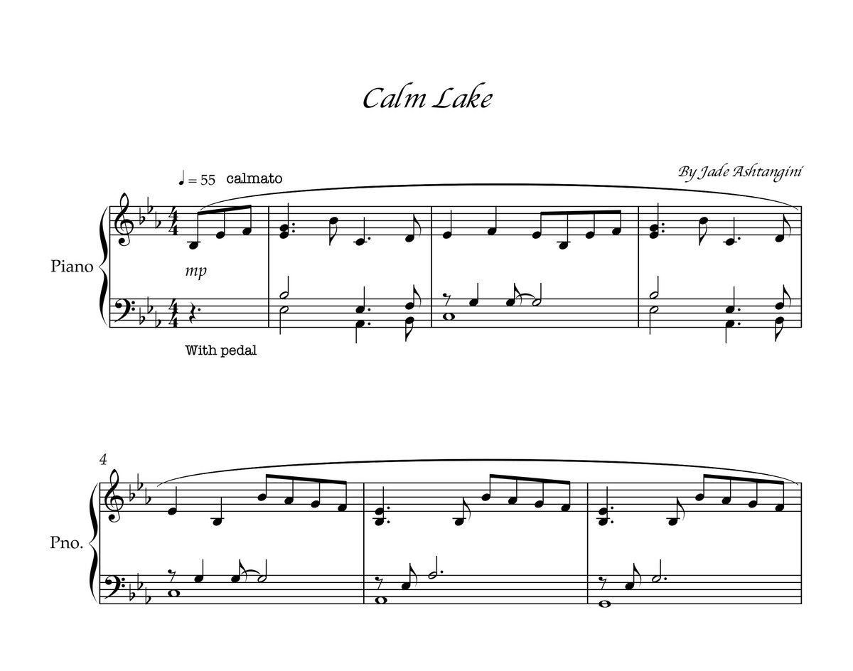 Sheet Music - Digital (PDF) - Calm Lake | Jade Ashtangini