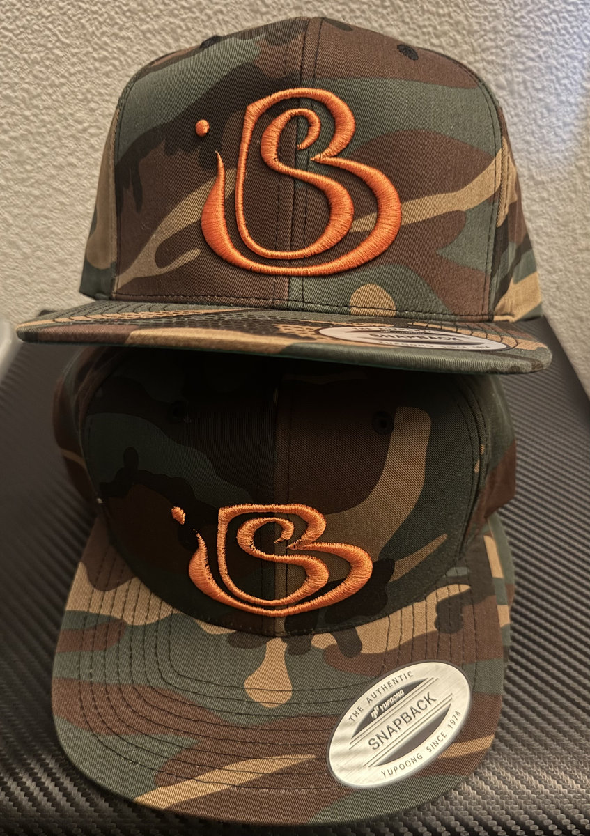 Camo hat with orange logo. | BORED STIFF