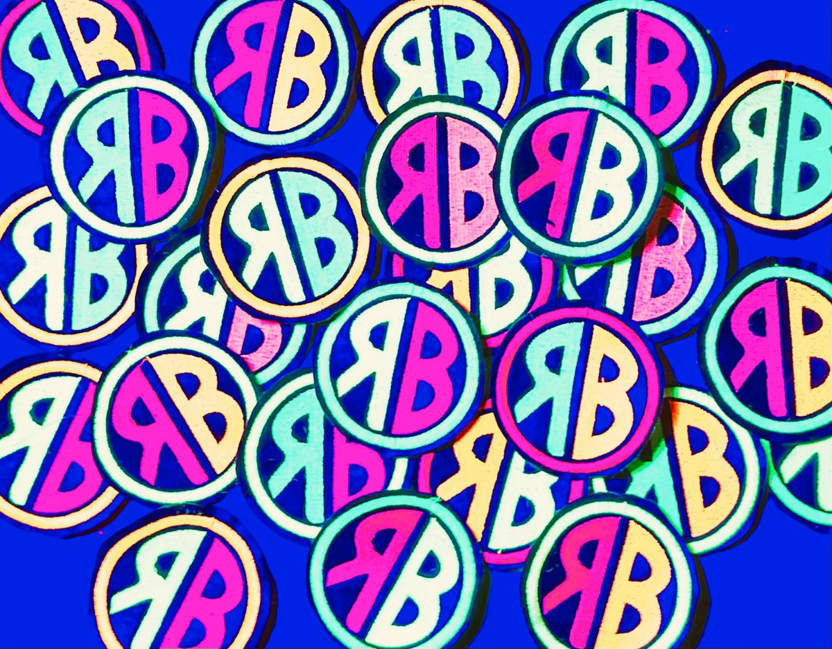 "RB" neon embroidered patch 75mm | Rubella Ballet