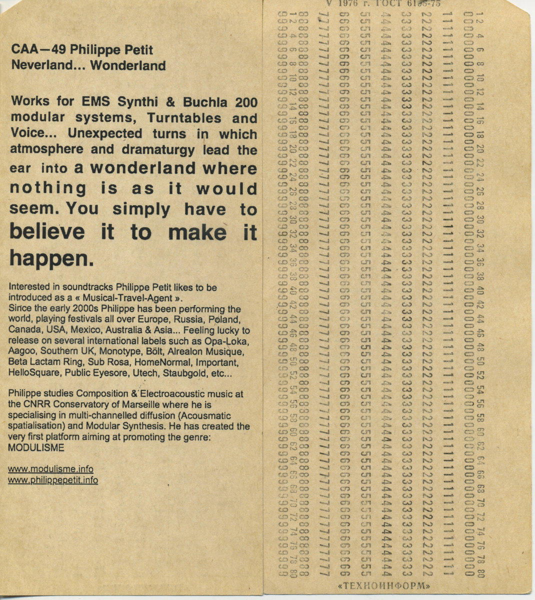 CAA—49 | Philippe Petit | Philippe Petit: a musical travel-agent