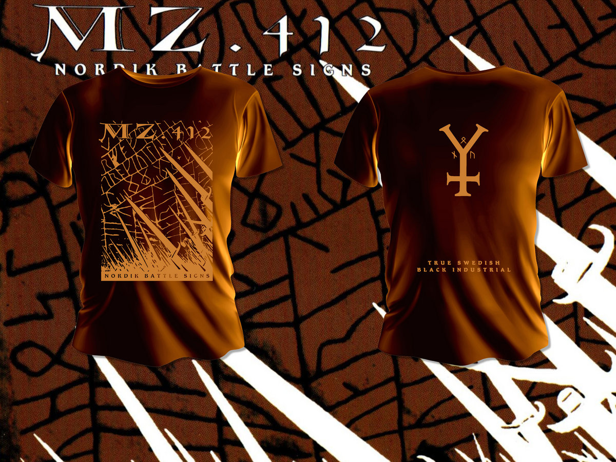 MZ.412 – Nordik Battle Signs Official T-Shirt / Brown TS (Golden Print ...