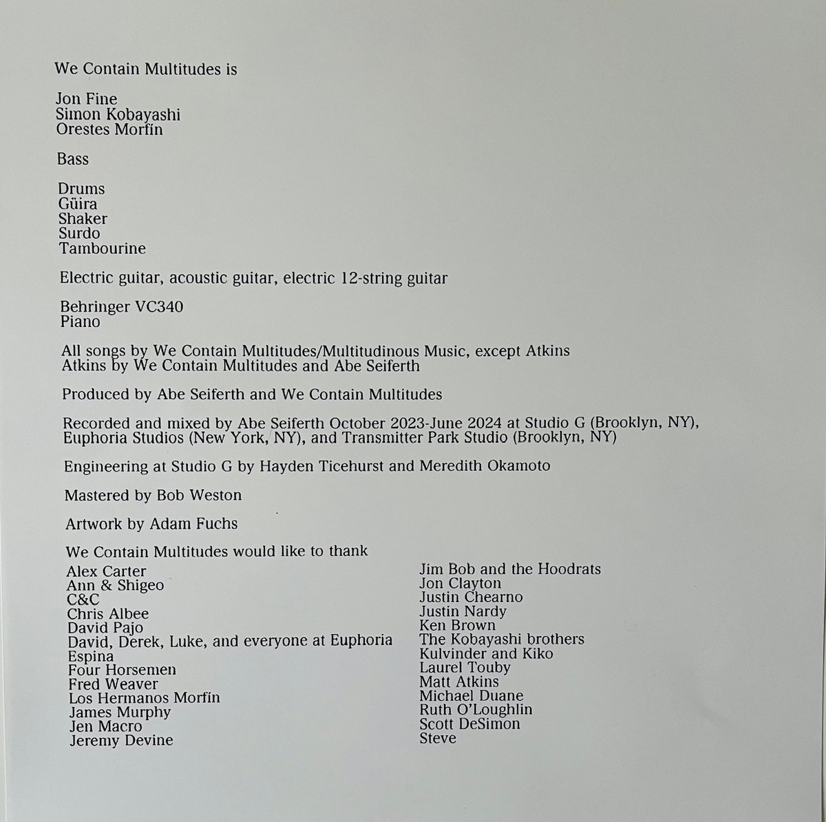 Minako | We Contain Multitudes | Expert Work Records