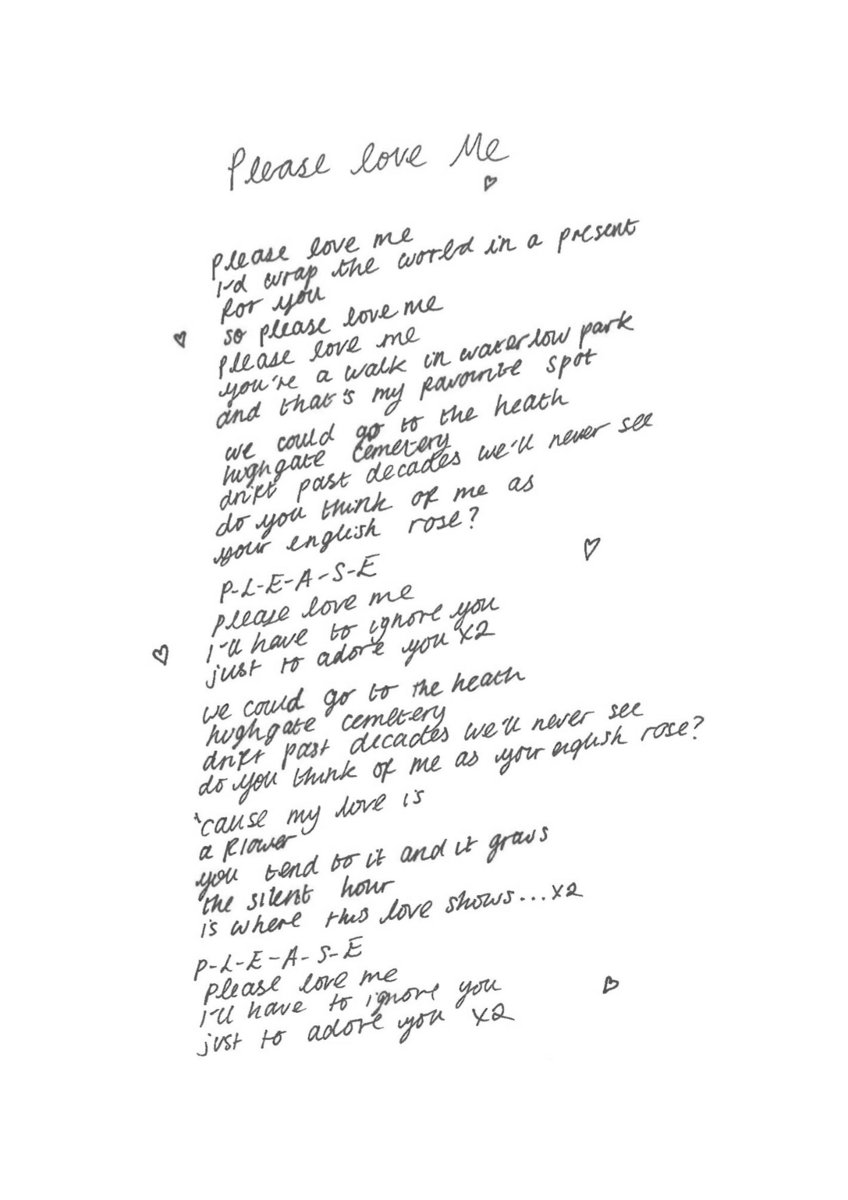 Handwritten 'Please Love Me' Lyric Sheet | GIFTHORSE