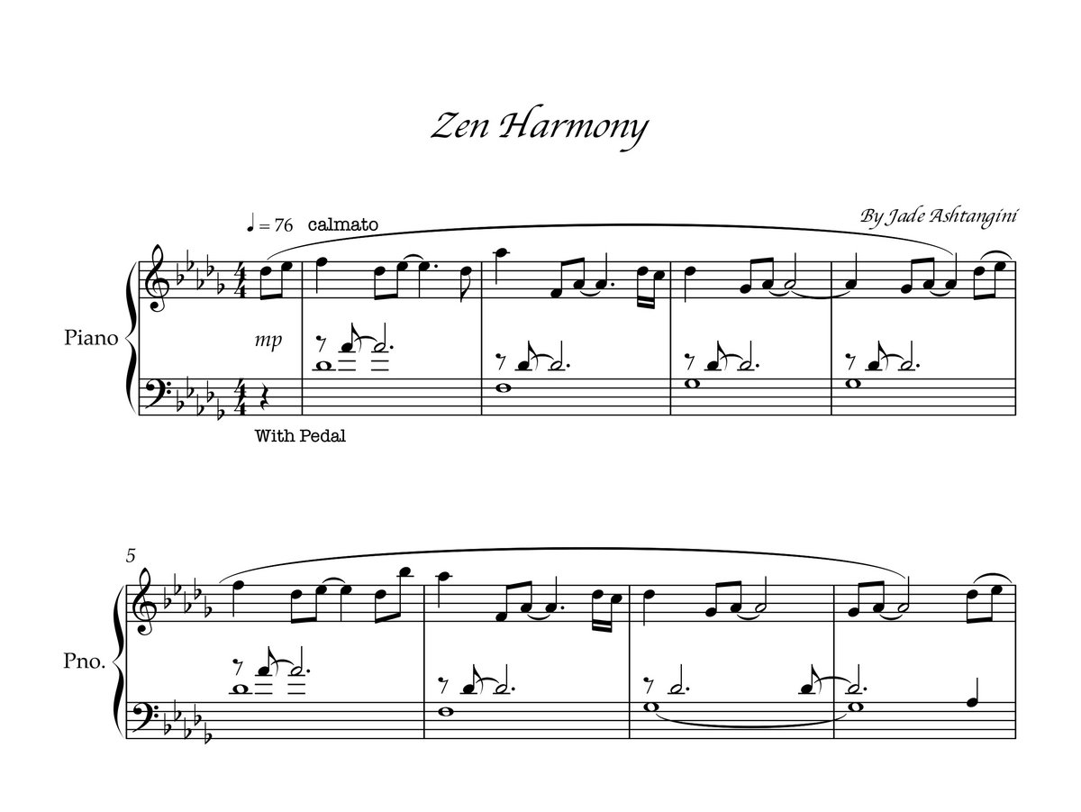 Sheet Music - Digital (PDF) - Zen Harmony | Jade Ashtangini