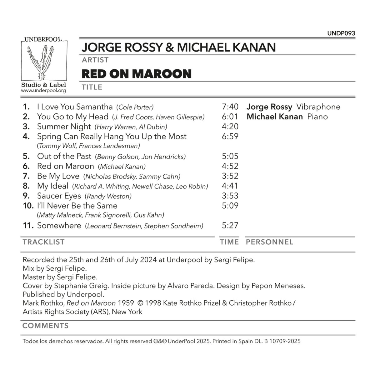 Red on Maroon | Jorge Rossy & Michael Kanan | UnderPool