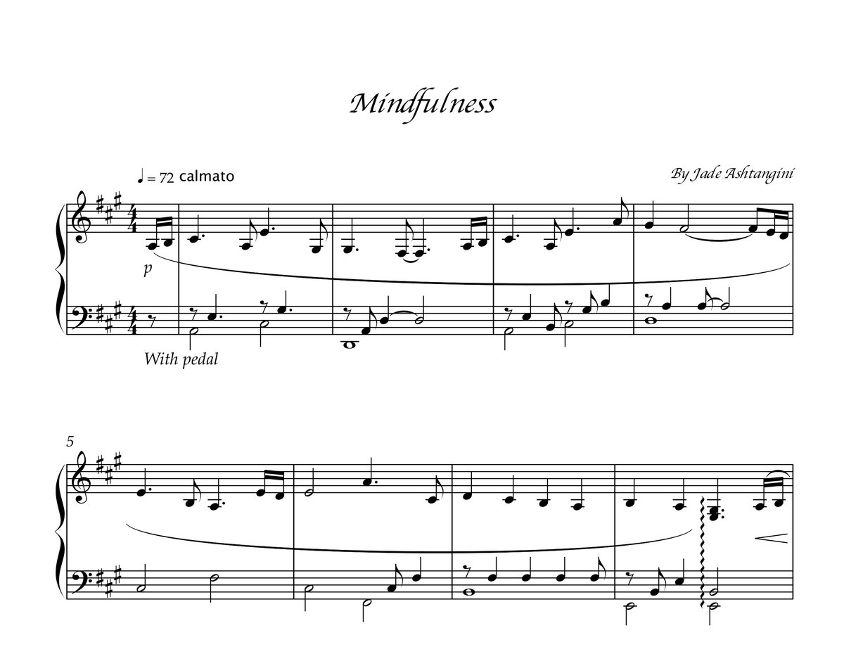 Sheet Music - Digital (PDF) - Mindfulness | Jade Ashtangini