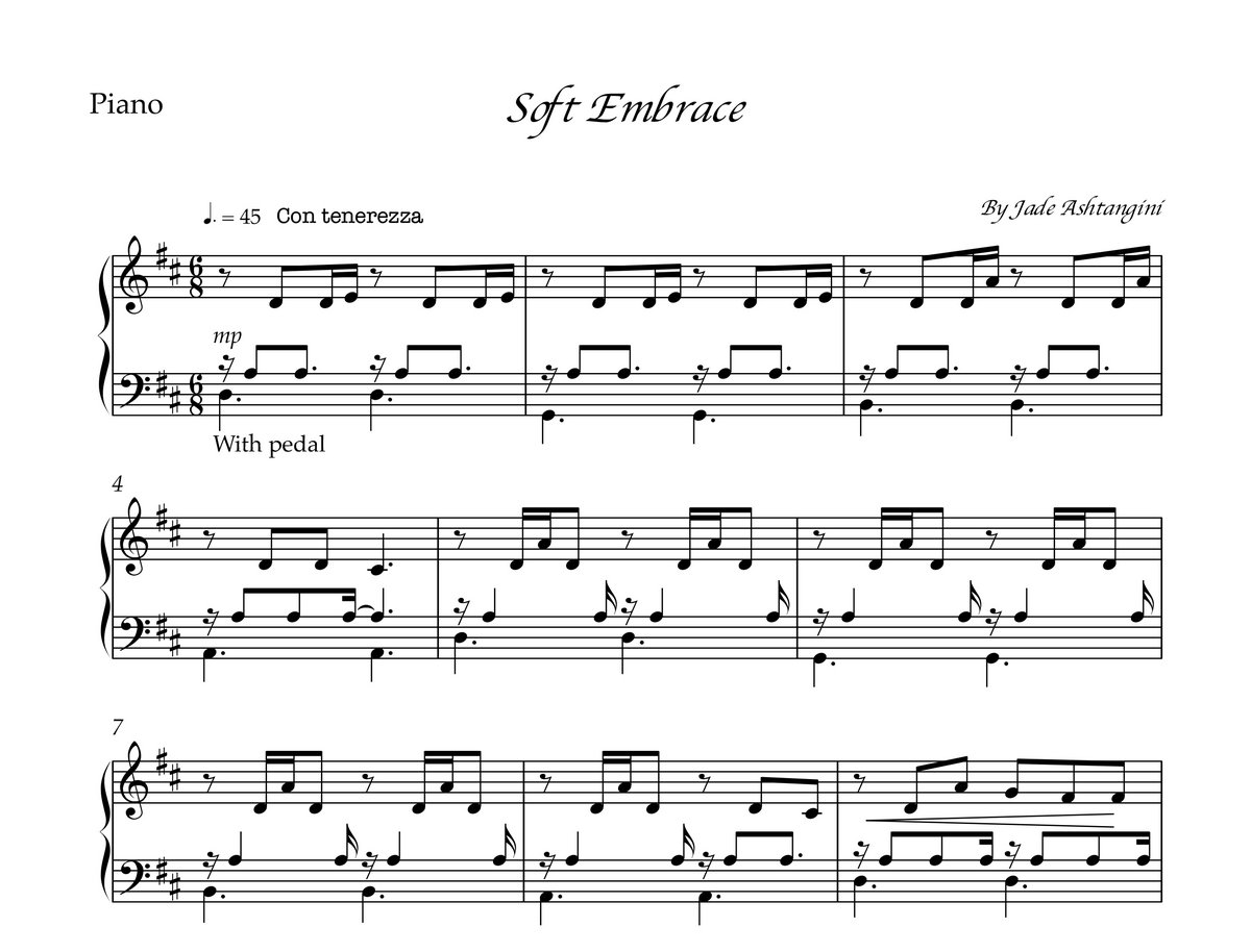 Sheet Music - Digital (PDF) - Soft Embrace | Jade Ashtangini