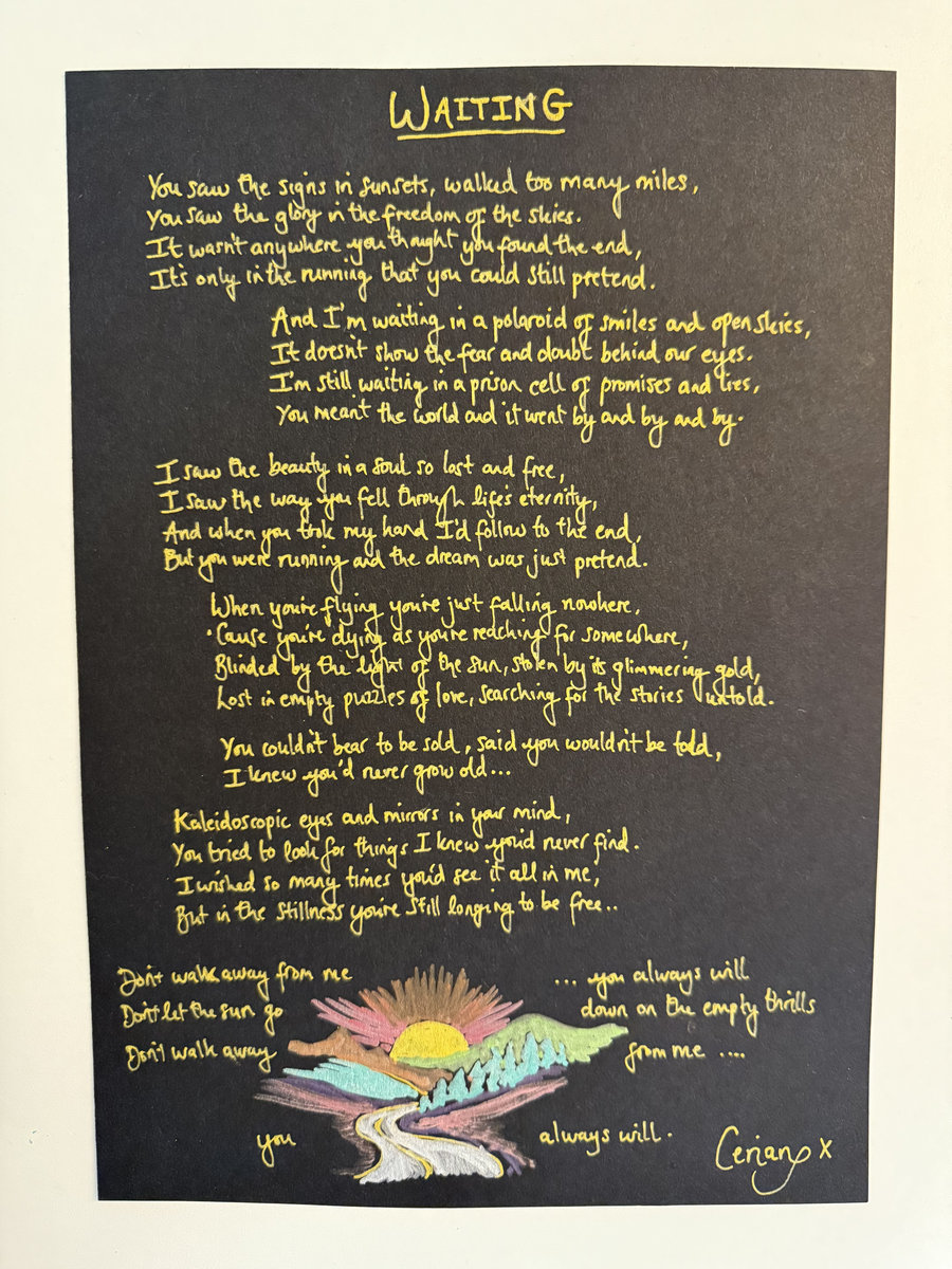 "Waiting" Lyric Art Sheets - Handwritten (Limited Edition) | Cerian
