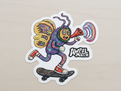 Trippy "Skateboard Moth" 3" Vinyl Sticker | Awfulmoth