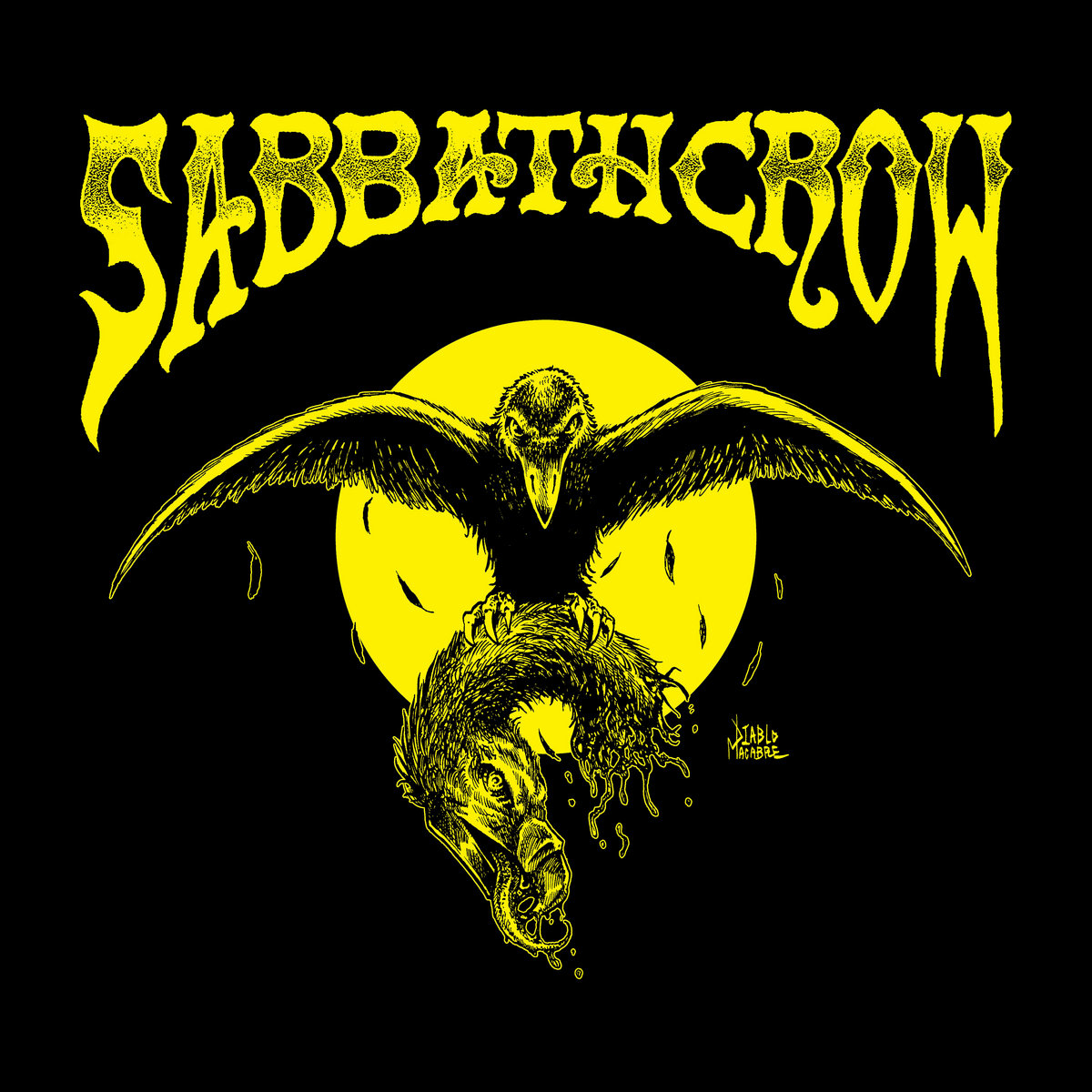 Crow vs. Vulture design by Diablo Macabre yellow on black | Sabbath Crow