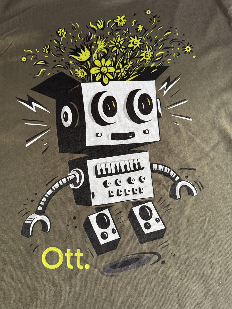 Exploding Head Bot long sleeve khaki t-shirt | Ott