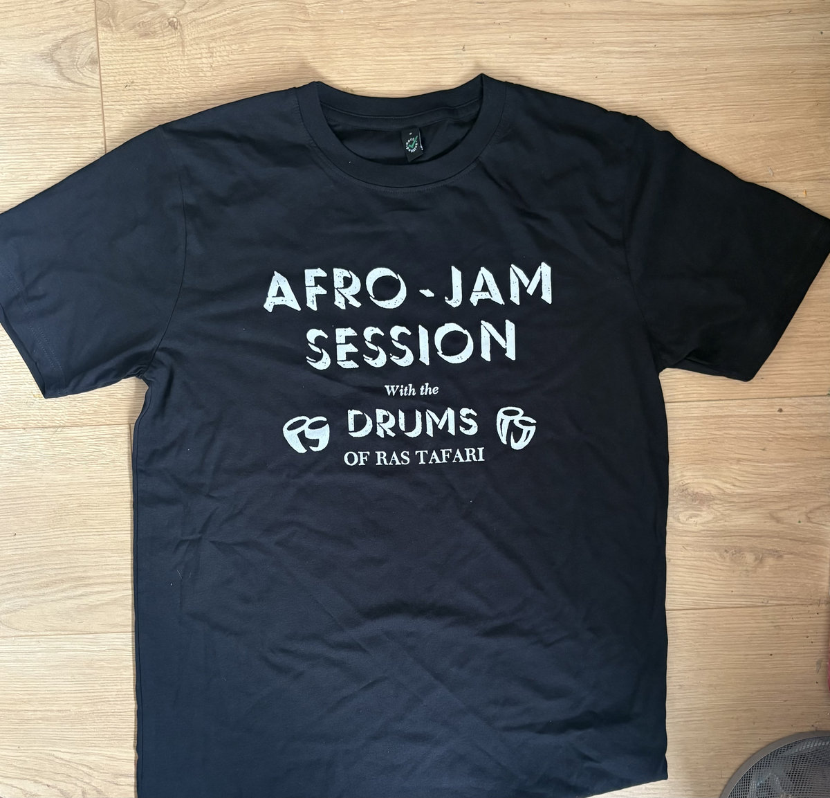 Afro Jam Black and grey white print on Black t shirt | Pressure Sounds