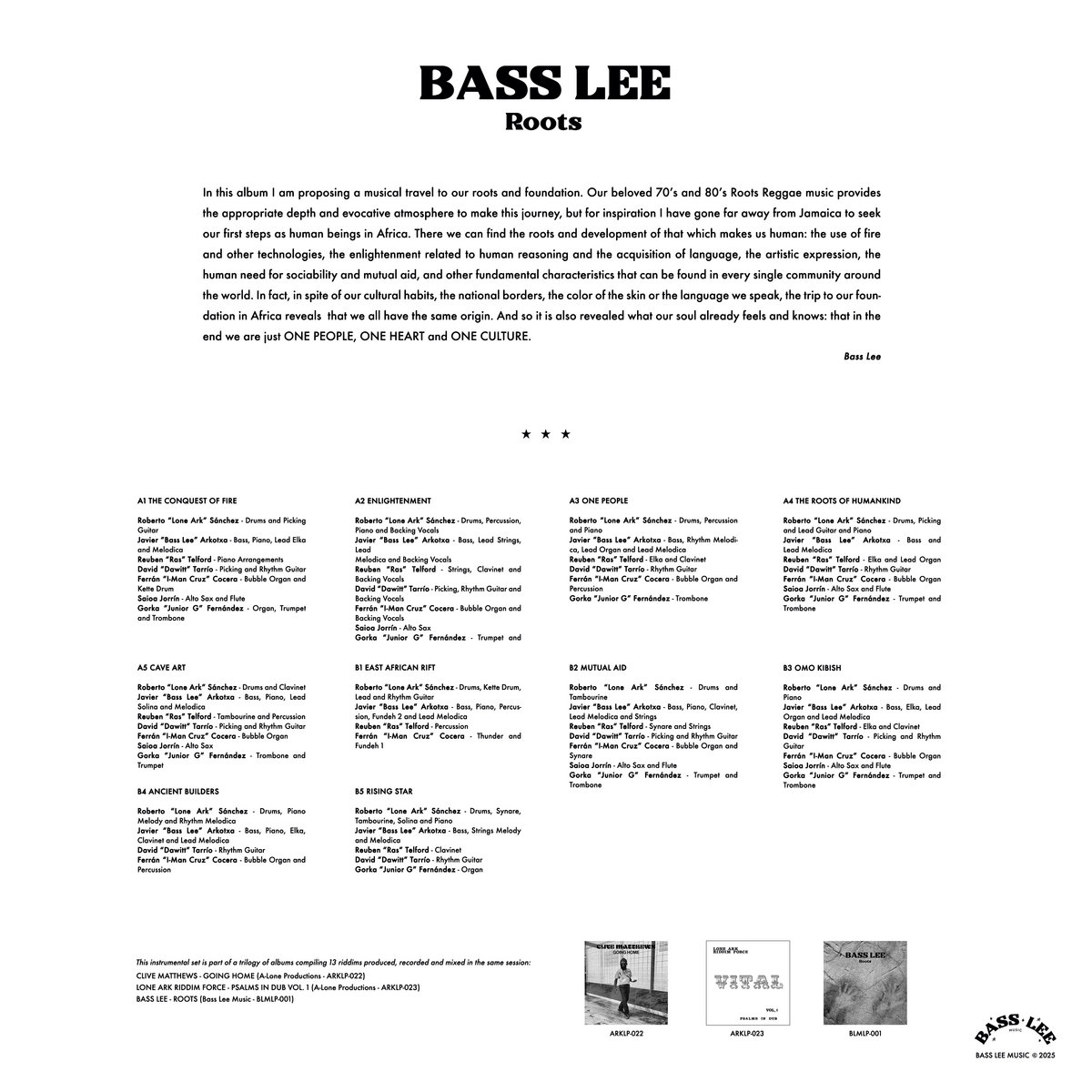 Bass Lee - Roots | A-LONE REGGAE SHOP