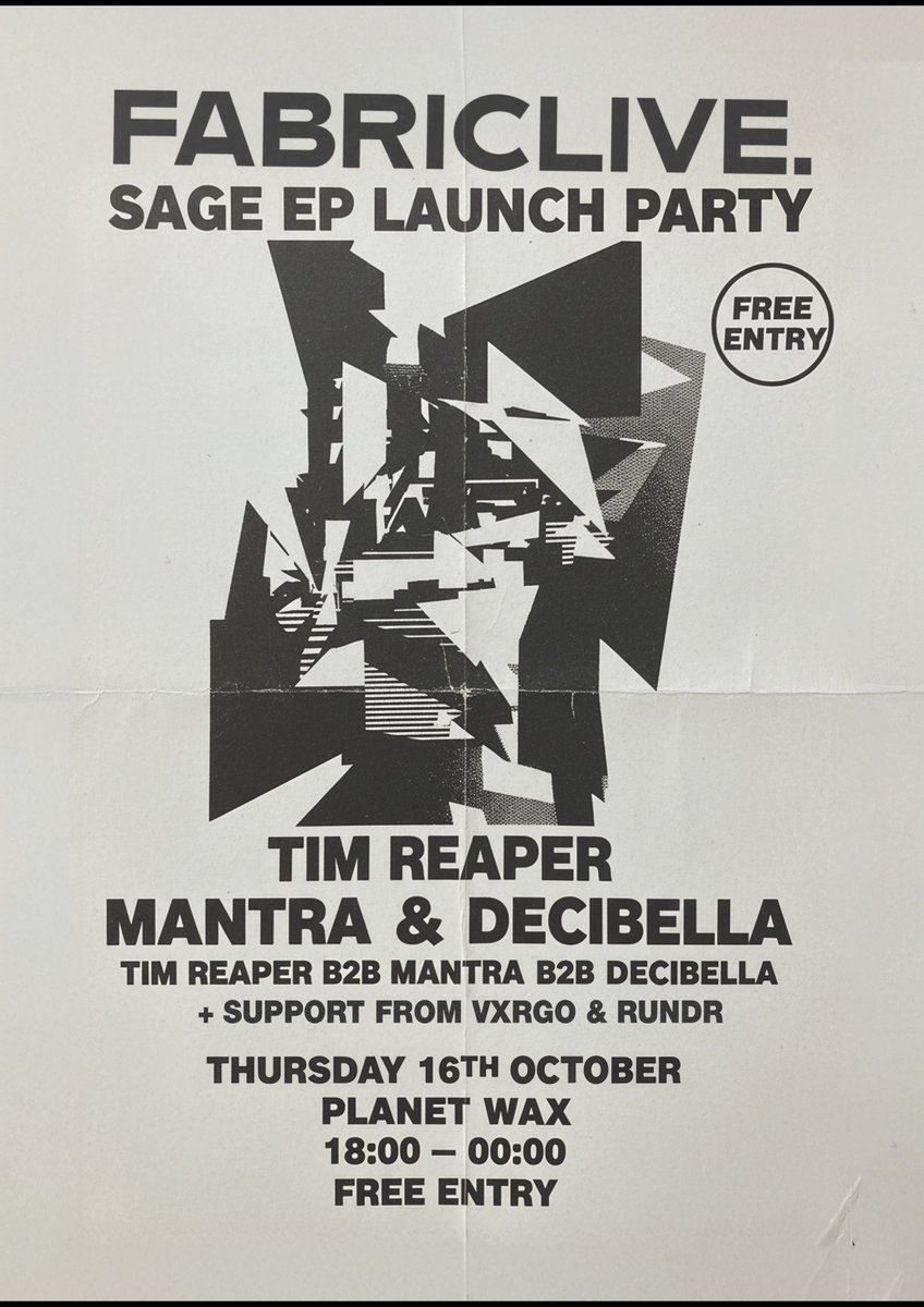 Tim Reaper, Mantra & Decibella 'Sage EP' Launch Party A3 Poster | Tim ...