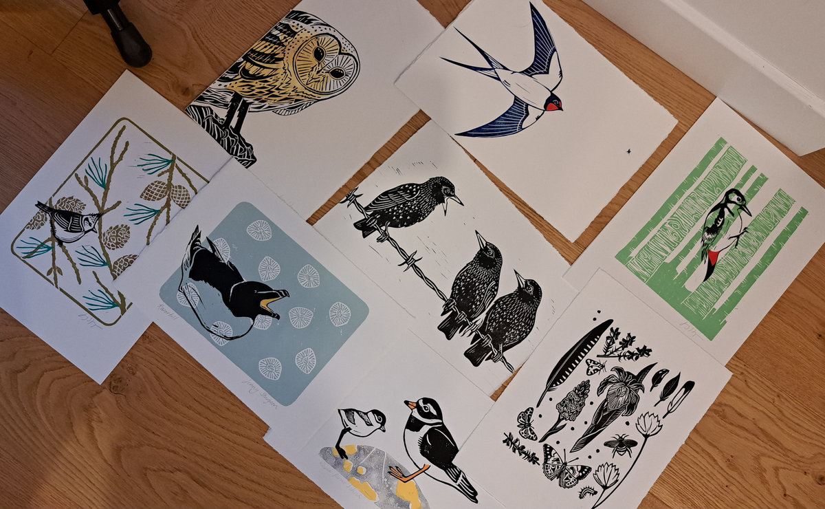 Pot luck bundle - original lino prints, buy 1 get 1 free! | Jenny Sturgeon