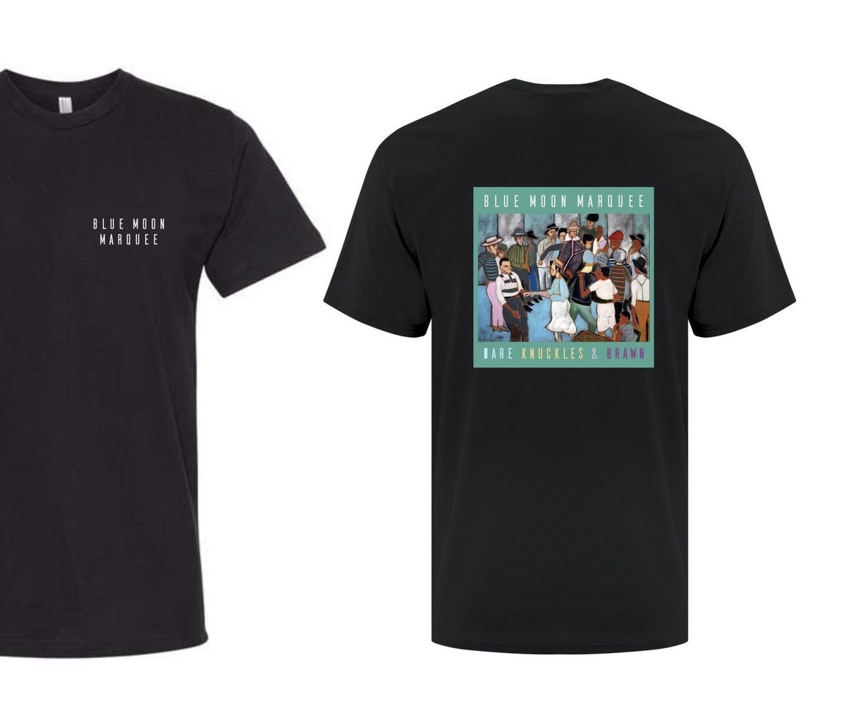 BARE KNUCKLES & BRAWN ART TEE _ BLACK | Blue Moon Marquee