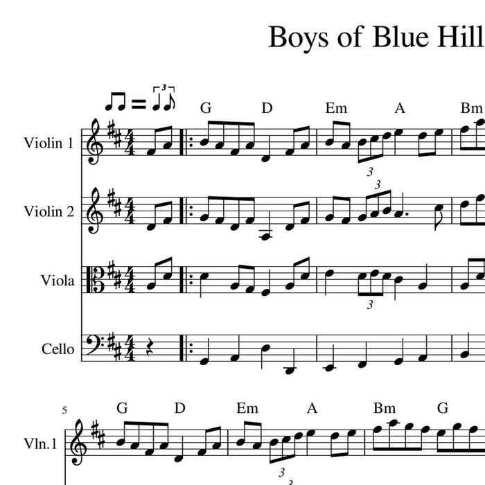 Boys of Bluehill harmony parts sheet music | Celtic Fiddle Music ...