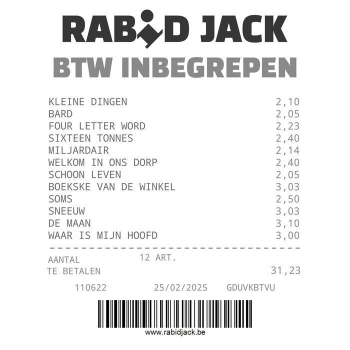 BTW inbegrepen | Rabid Jack