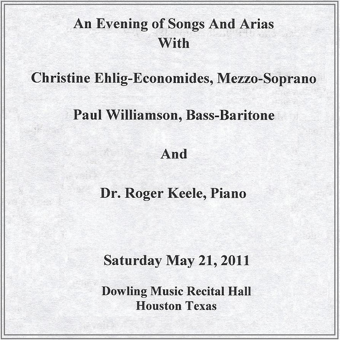 An Evening of Songs & Arias | Christine Ehlig-Economides & Paul Williamson