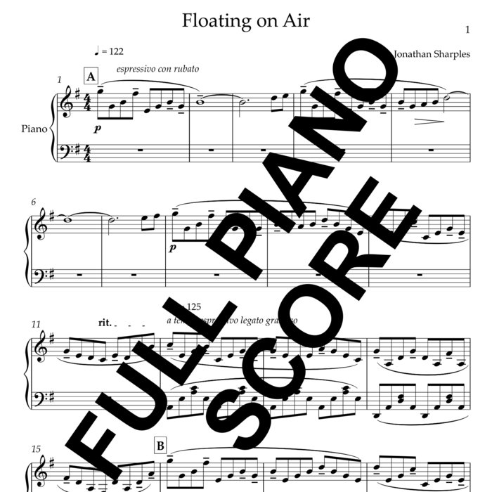Floating on Air - Full Piano Score | Jonathan Sharples Music