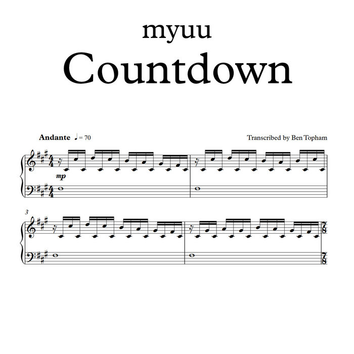 Countdown - Sheet Music | Myuu | Myuu Piano Sheet Music