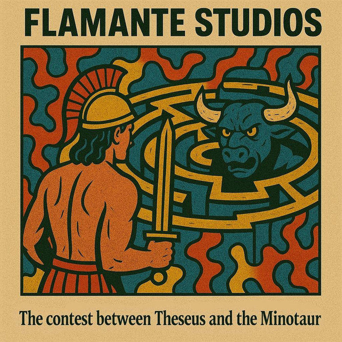 The contest between Theseus and the Minotaur | FLAMANTE STUDIOS ...