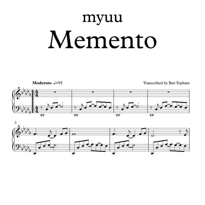Memento - Sheet Music | Myuu | Myuu Piano Sheet Music
